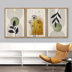 IDEA4WALL Mid Century Modern Boho Green Yellow Abstract Botanical Decor - 3 Piece Set Canvas ...